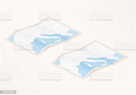 산 마리노 의 국가의 국기와 빨간색 강조와 산 마리노의 접힌지도의 두 가지 버전 0명에 대한 스톡 벡터 아트 및 기타 이미지