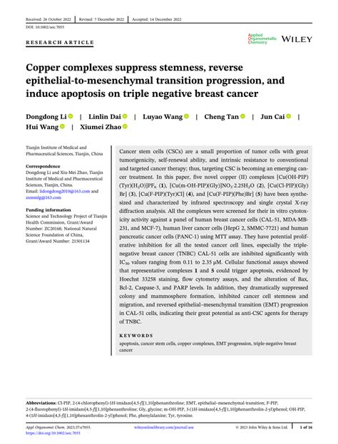 Copper Complexes Suppress Stemness Reverse Emt Progression And Induce