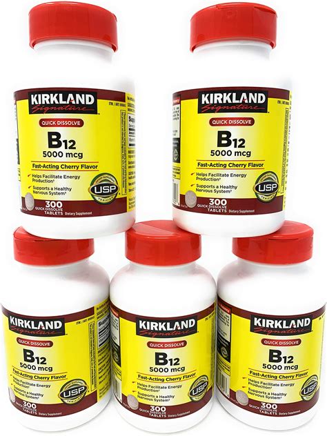Kirkland Signature Sublingual B 12 5000 Mcg 5 Bottles 300