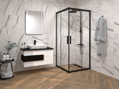 Tuš kabina Una 90x90 Black profil Luxor Line Keramika Jovanović