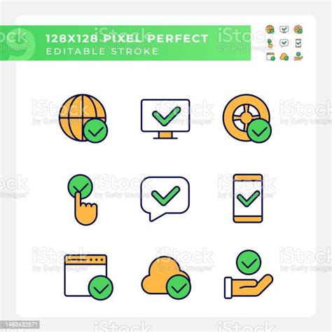 Ilustración De Marcas De Verificación En Píxeles De Comunicación