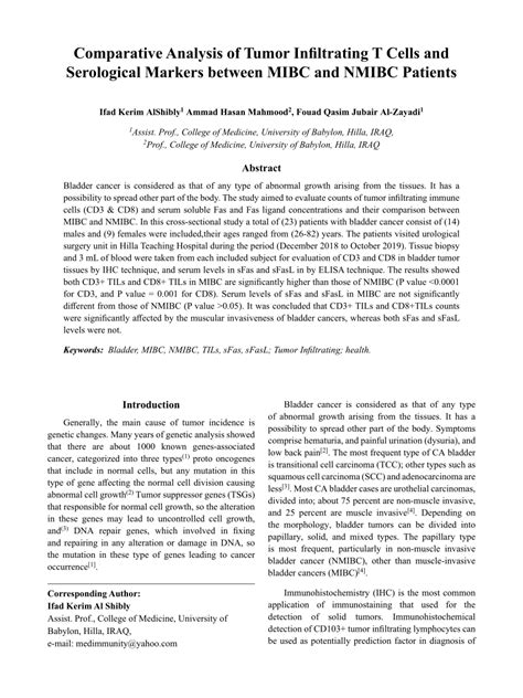 Pdf Comparative Analysis Of Tumor Infiltrating T Cells And