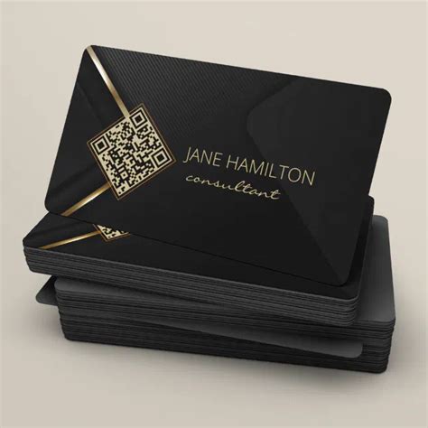Qr Code Modern Black Gold Business Card Zazzle