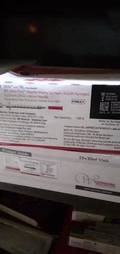 Ultrafine Short Needle Bd Insulin Syringes Unit Mm Nos Capacity Ml At Rs Box In