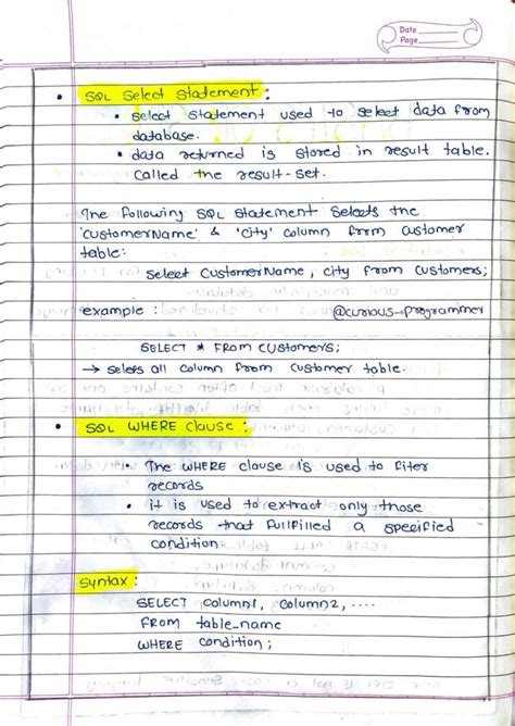 sql basics handwritten notes pdf a pen and paper approach to