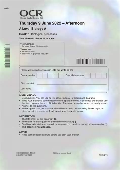 Ocr A Level Biology A June 2022 Paper 1 2 And 3 All Markschemes