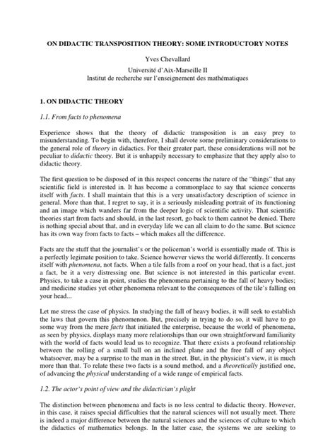 On Didactic Transposition Theory Pdf Theory Science