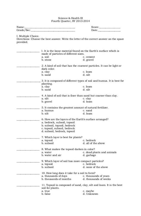 tos in science iii and sample test