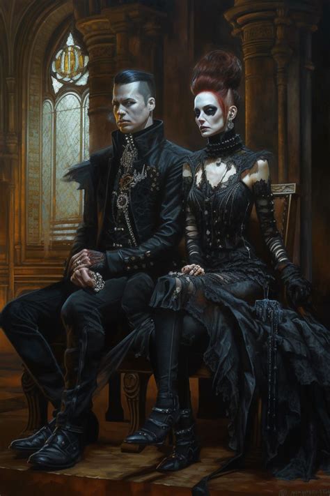 Portaite Of Gothic Vampire Couple