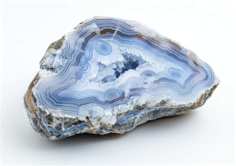 Premium Photo Blue Lace Agate On White Background