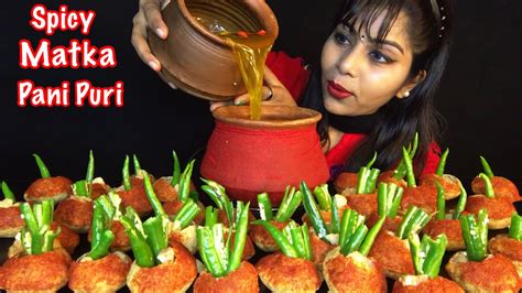 Asmr Eating🌶spicy Food Challenge India Green Chilli Panipuri Eating
