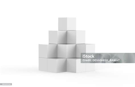 고립 된 흰색 배경 3d 그림에 빈 화이트 멀티 상자 표시 입방체에 대한 스톡 사진 및 기타 이미지 입방체 더미 블록 Istock