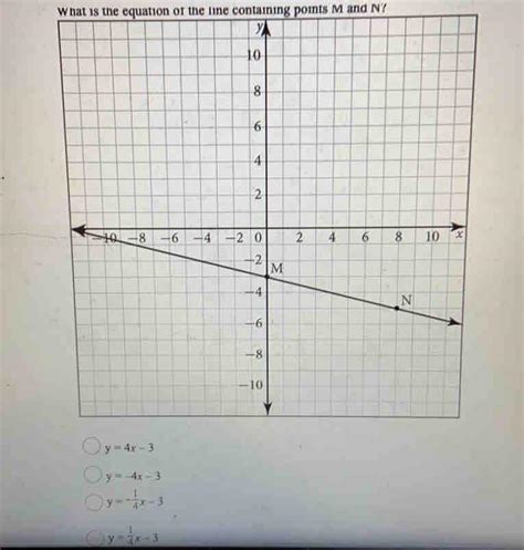 What Is The Equation Or The Ime Containing Pomts M And N Y 4x 3 Y 1