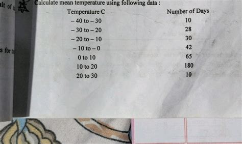 Calculate Mean Temperature Using Following StudyX
