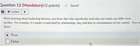 Solved Question 12 Mandatory 2 Points SavedWhen Learning Chegg
