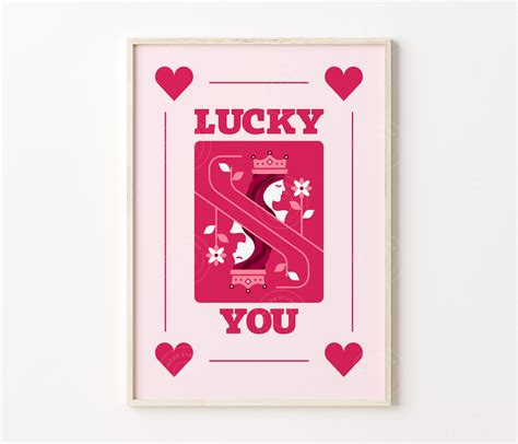 Trendy Retro Wall Art Set Of 2 Queen Funky Art Print Lucky You Poster