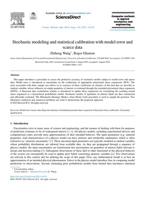 Pdf Stochastic Modeling And Statistical Calibration With Model Error