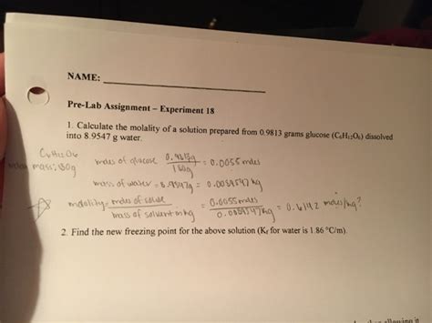 Solved Calculate The Molality Of A Solution Prepared From Chegg