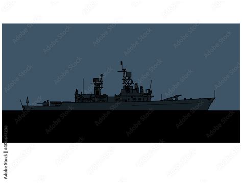 Us Navy Belknap Class Guided Missile Cruiser Vector Image For