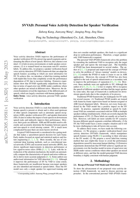 Pdf Svvad Personal Voice Activity Detection For Speaker Verification