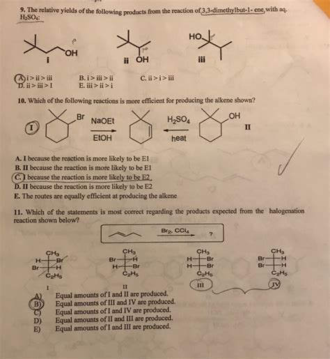 Solved 9 The Relative Yields Of The Following Products From Chegg
