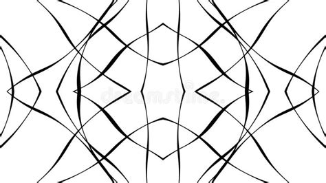 Mirrored Optical Black Ink On White Background Geometric Effect Curved Line Abstract Dynamic