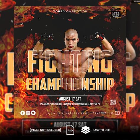 Folleto De Boxeo Psd Y Plantilla De Redes Sociales Archivo Psd Premium