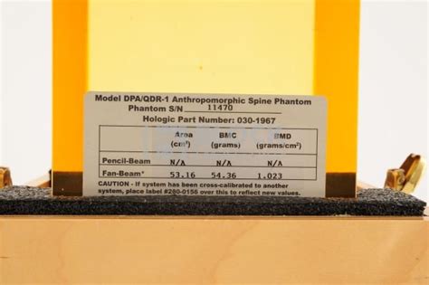 030 1967 Spine Phantom For Hologic Bone Densitometer Block Imaging