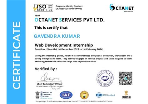 Gavendra Kumar On Linkedin Completed 2 Months Internship Octanet