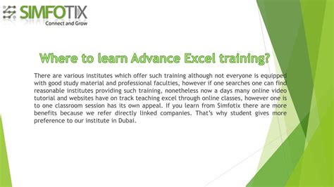 Ppt Awesome Place To Learn Advance Excel Training Powerpoint