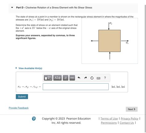 Solved Part D Clockwise Rotation Of A Stress Element With