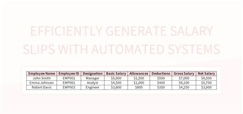 Efficiently Generate Salary Slips With Automated Systems Excel Template
