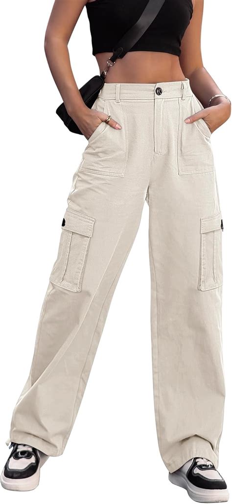 Zmpsiisa Women High Waisted Cargo Pants Wide Leg Casual
