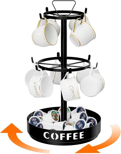 Zddloinp Coffee Mug Holder Rotatable Mug Tree Stand Coffee Mug Rack Holder 3