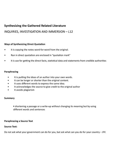 Immersion 12 Lecture Notes Synthesizing The Gathered Related