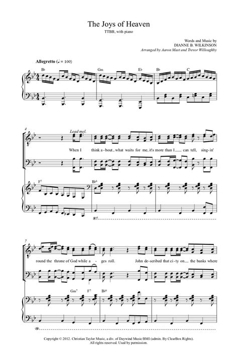 The Joys Of Heaven Sheet Music Heartland Baptist Bookstore