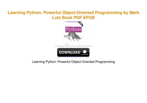 Ppt Learning Python Powerful Object Oriented Programming By Mark Lutz Pdf Ebook Download