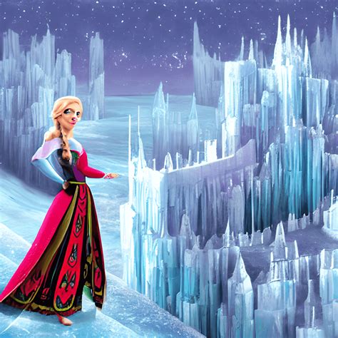 Frozen Elsa Standing On Stairs Ice Castle Creative Fabrica