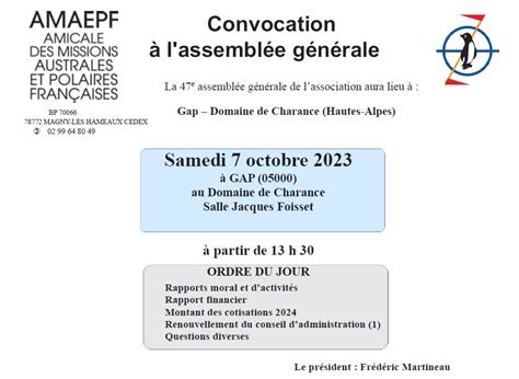 Convocation à Lassemblée Générale 2023 Amaepf