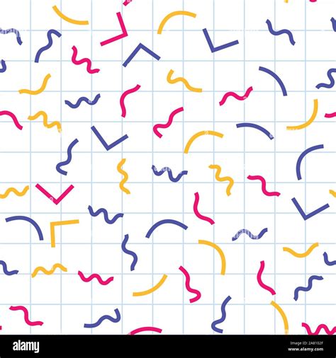 Seamless Pattern With 80s Memphis Style Geometric Repeating Ornament