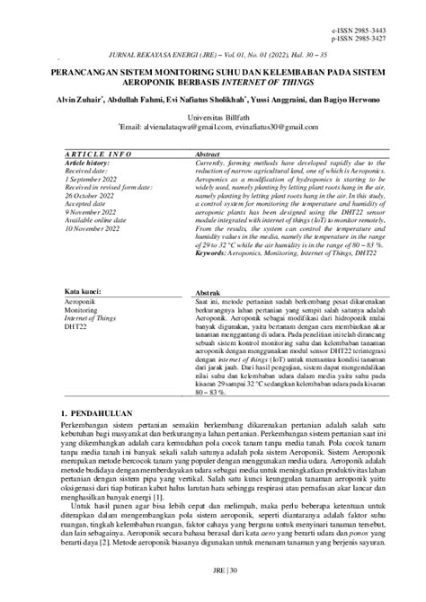 Pdf Perancangan Sistem Monitoring Suhu Dan Kelembaban Pada Sistem