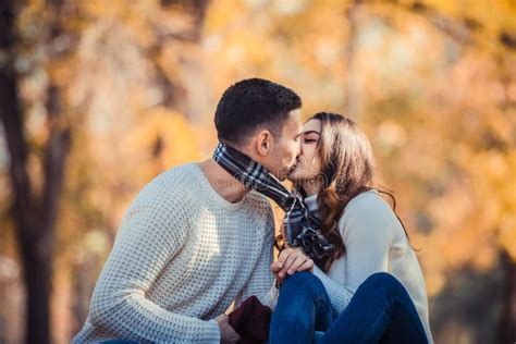 Cute Couple Kissing In Nature Stock Image Image Of Activity Calm
