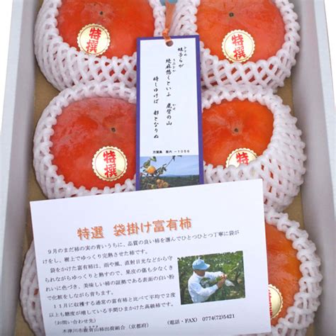 京都鹿背山特産 甘熟柿 2L 6個入 鹿背山柿出荷組合 京都宇治土産
