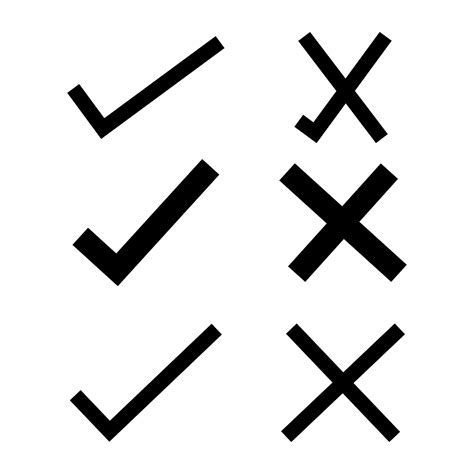 Doodle Check Mark And Cross Mark Icon Set Tick Symbol Checklist Signs