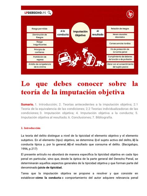 Lo Que Debes Conocer Sobre La Teoría De La Imputación Objetiva Pdf