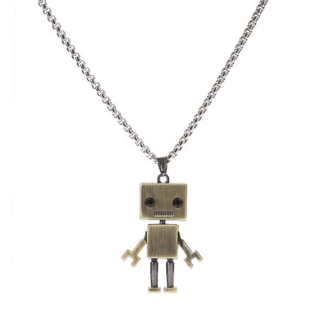 Hotsellus Tiny Cute Robot Necklace For Men Movable Robot Pendant