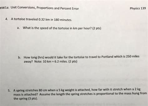 Solved HW 1a Unit Conversions Proportions And Percent Chegg Com
