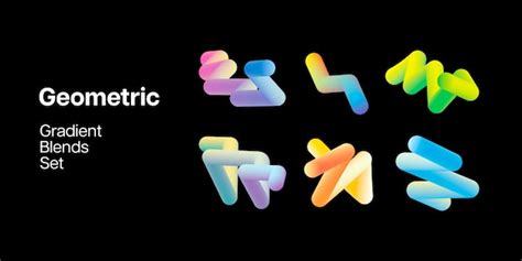Premium Psd Blended Gradient Geometric Shapes