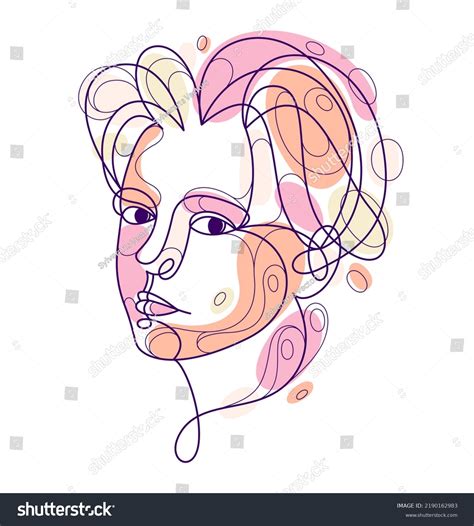 Woman Beauty Face Vector Linear Illustration Stock Vector Royalty Free