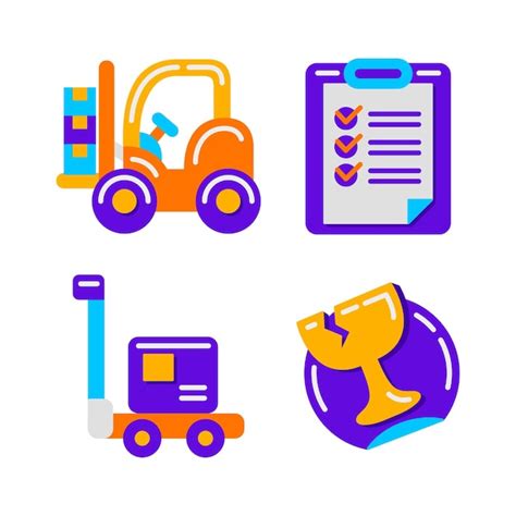 배달 서비스 개체 벡터 일러스트 세트 프리미엄 벡터